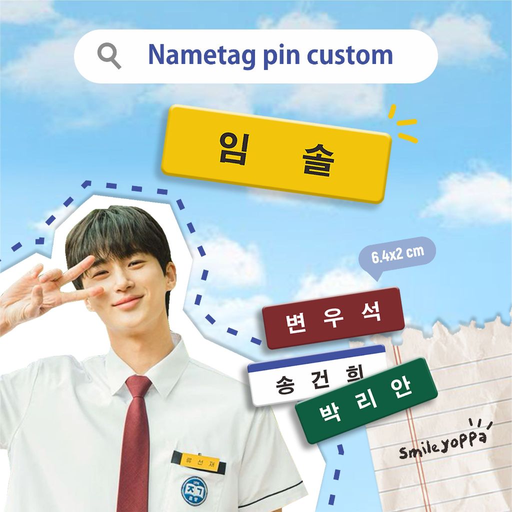Jual CUSTOM Nametag Pin | Pin Akrilik custom nama | Pin Hangeul ...