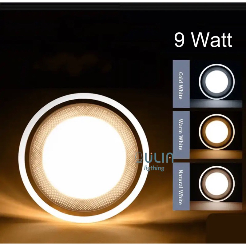 Jual Lampu LED Downlight 3 warna 6w 7w 9w Kuning biru Ungu Inbow 6Watt Kaca 6 Watt 3 step Panel ...