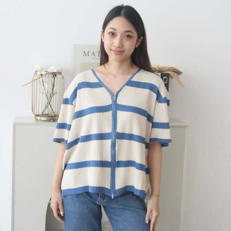 Jual Duchess Marella Atasan Wanita Big Size / Stripe Blouse / Atasan ...