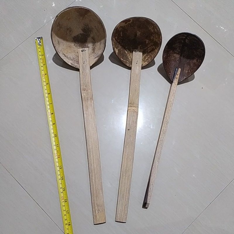 Jual Irus batok kelapa gagang kayu/bambu panjang +- 45 cm diameter +-9 ...