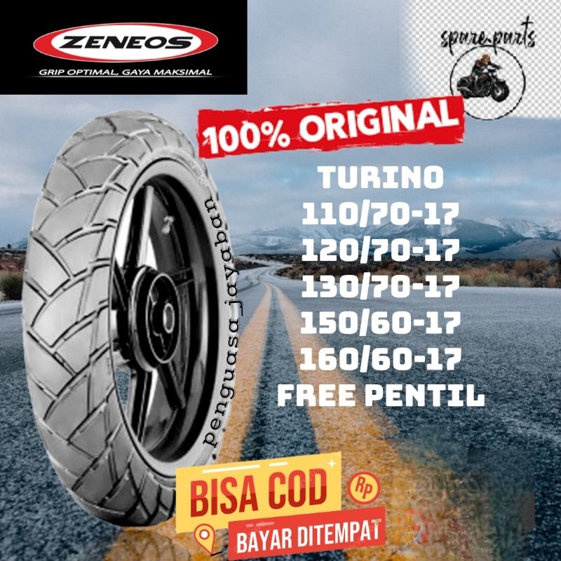 Jual ban tubeless Zeneos Turino ring 17 (110/70, 120/70, 130/70, 150/60, 160/60) free pentil 100 ...