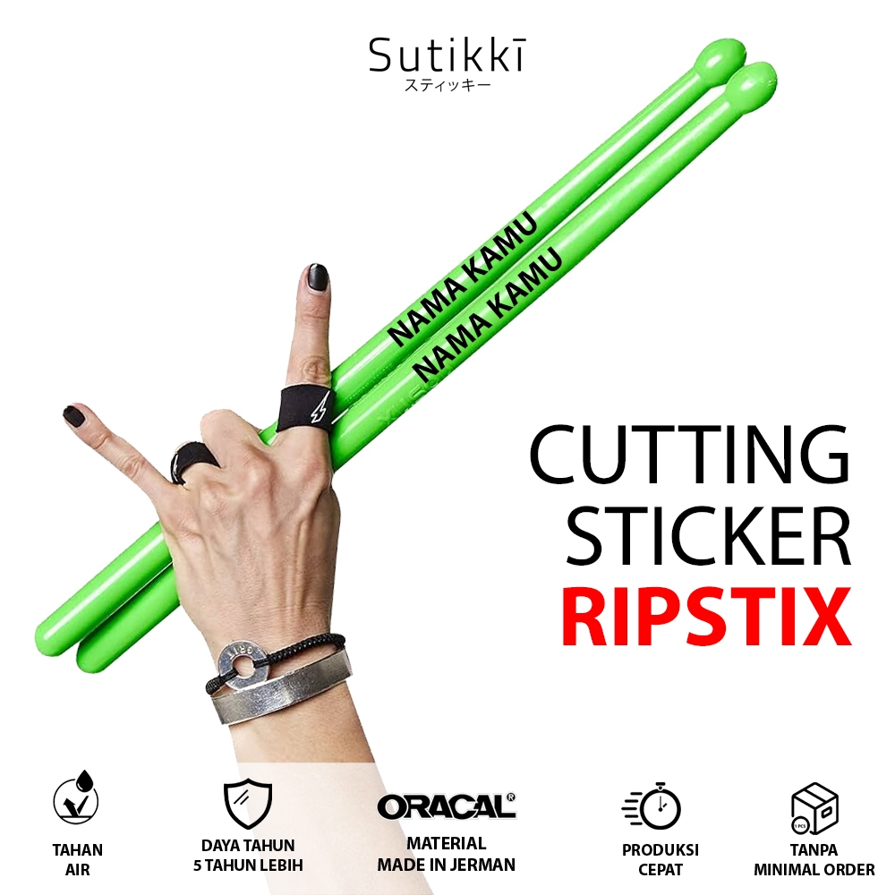 Jual Cutting Sticker Ripstix Custom Nama Poundfit Pound Fit Stick Drum ...