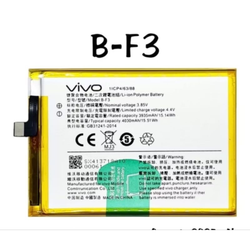 Jual BATERAI BATRE BATTERY VIVO Y91 Y93 Y95 B-F3 BF3 ORIGINAL | Shopee ...