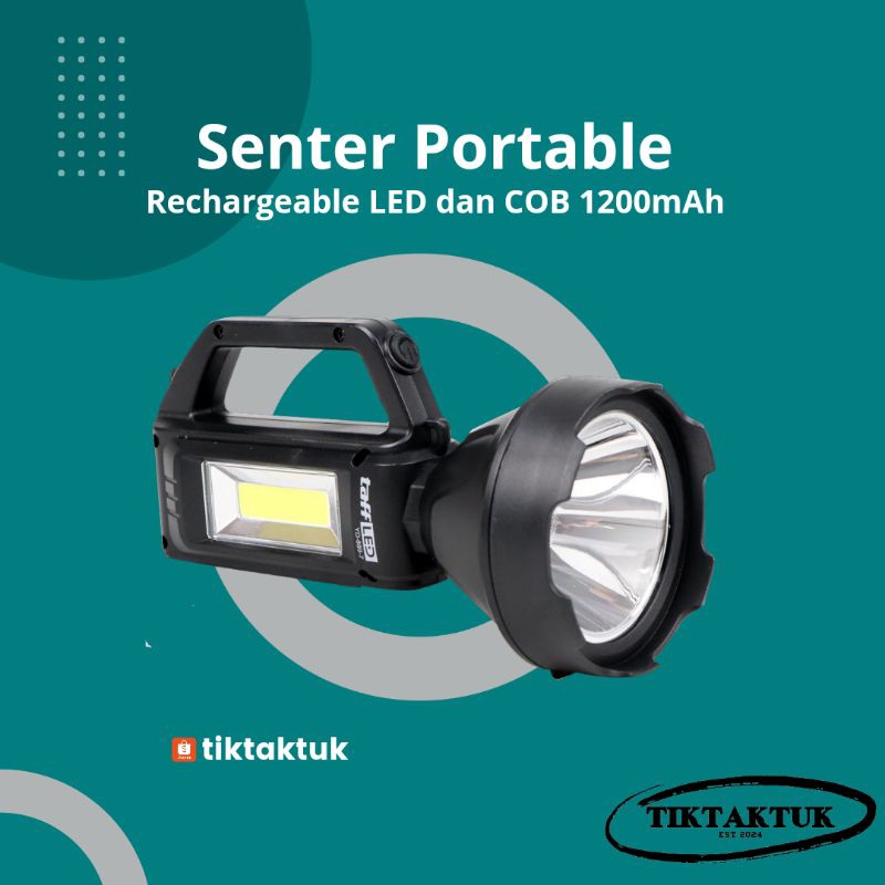 Jual Senter Portable Rechargeable LED dan COB 1200mAh | Shopee Indonesia