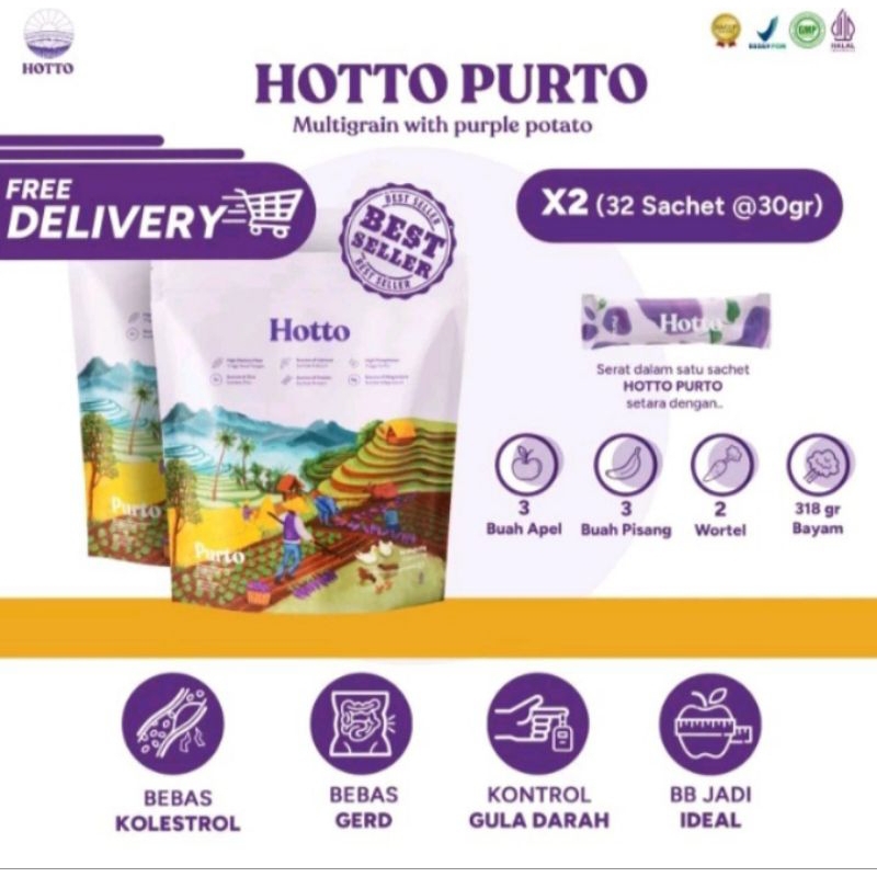 Jual BUNDLING 2 POUCH Hotto Purto Multigrain with purple potato | Shopee Indonesia