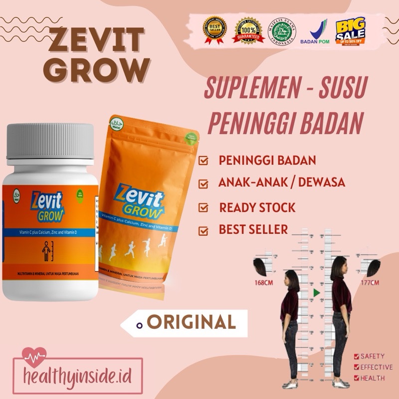 Jual ZEVIT GROW - PENINGGI BADAN ORIGINAL 100% BPOM / VITAMIN SUSU SUPLEMEN ANAK DEWASA PROMO ...