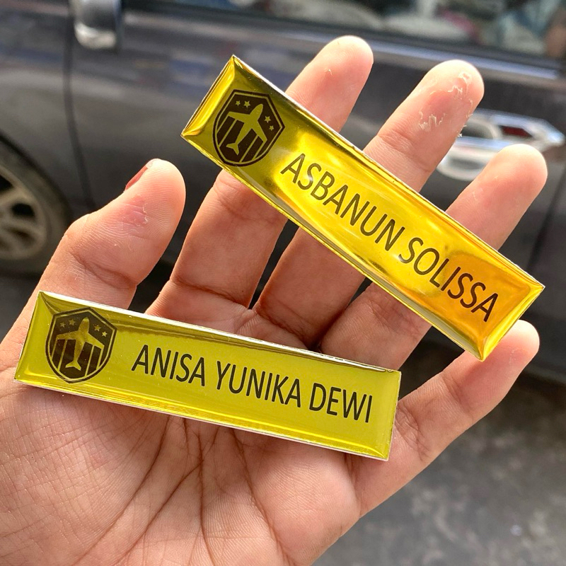 Jual (GOLD) PAPAN nama dada akrilik resin/ PAPAN NAMA MAKASSAR / Name ...