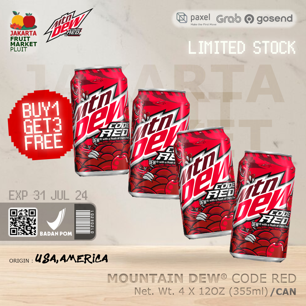 Jual BUY 1 GET 4 : MOUNTAIN MTN DEW CODE RED Minuman CHERRY Import USA ...