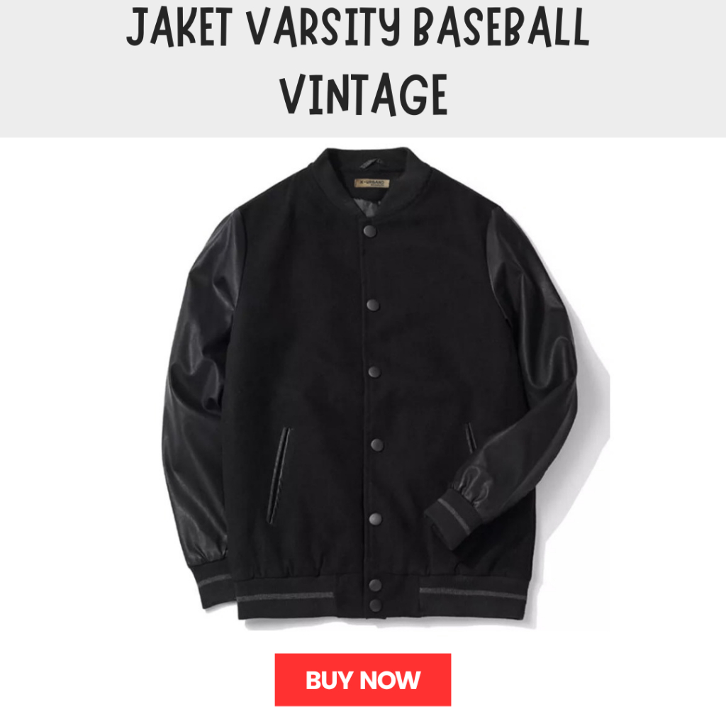 Jual Jaket Varsity Baseball Pria Wanita Polos Bahan Kulit Sintetis ...