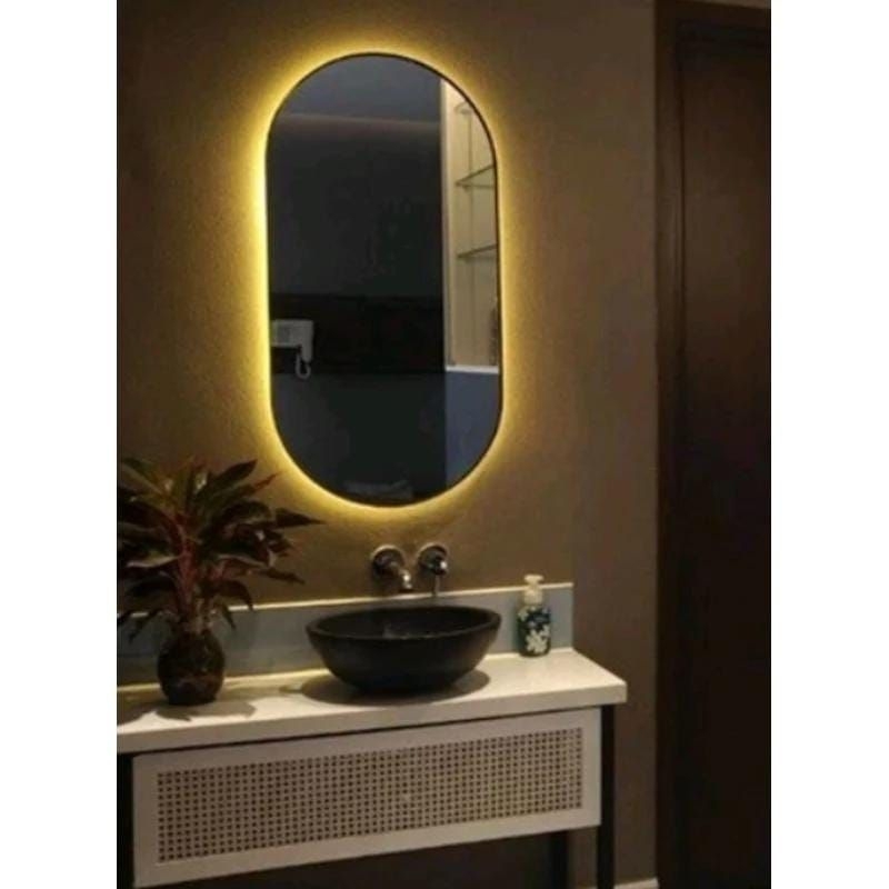Jual Cermin oval Aesthetic lampu LED 60x40cm | Shopee Indonesia