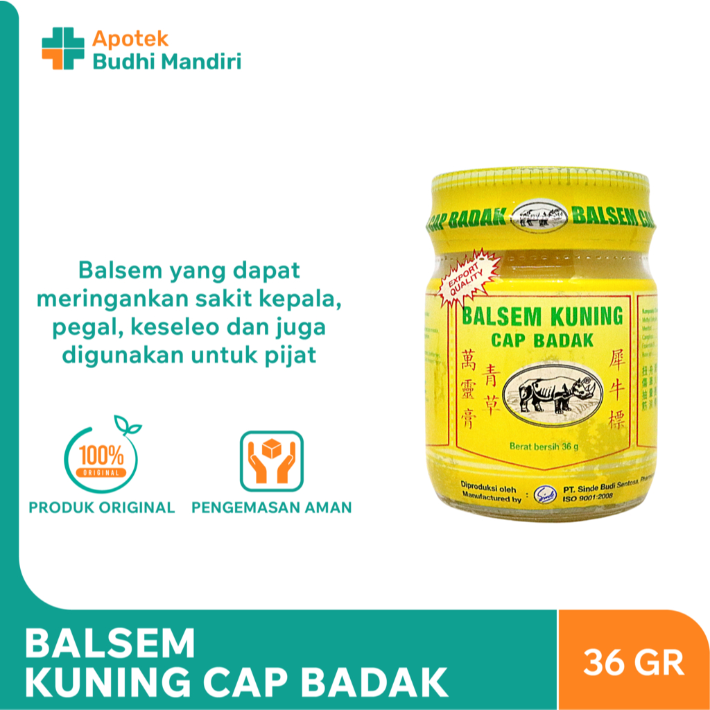 Jual Balsem Kuning Cap Badak 36gr - Meringaknak Sakit Kepala, Pegal ...