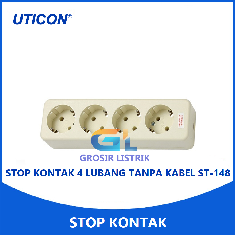 Jual Uticon Stop Kontak Arde 1 2 3 4 5 6 Lubang Tanpa Kabel ST-118 ST-128 ST-138 ST-148 ST-158 ...