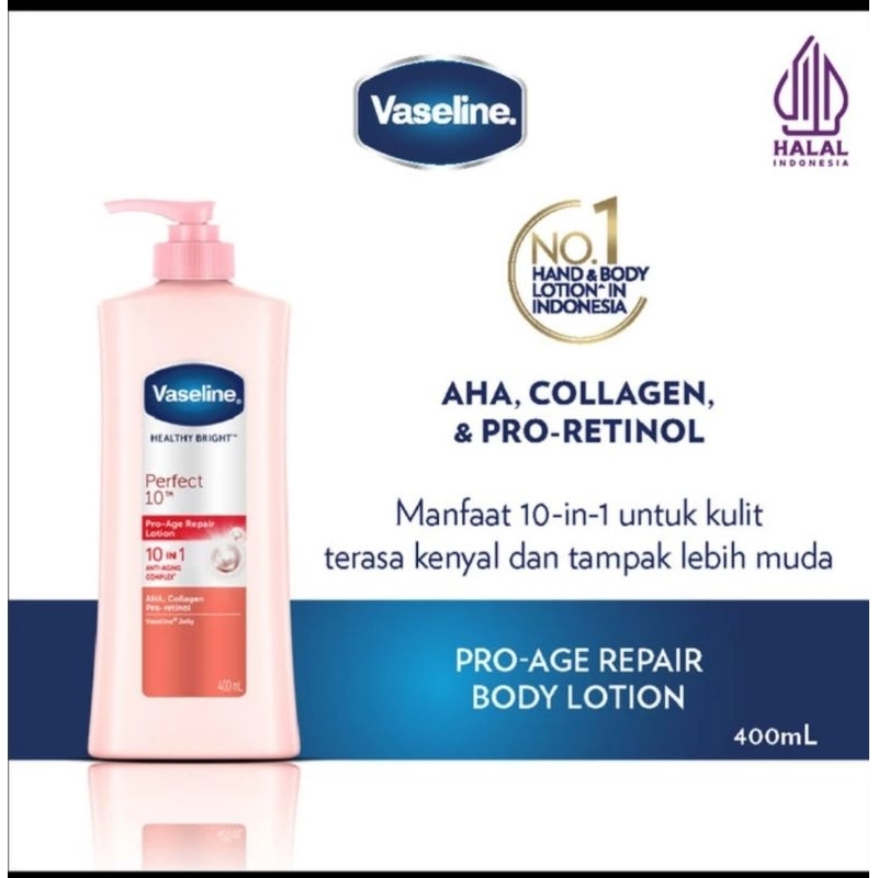 Jual VASELINE LOTION HEALTH BRIGHT PERFECT 10 400ML | Shopee Indonesia