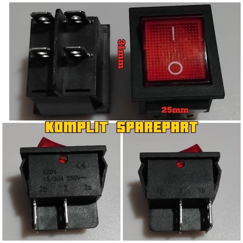 Jual SAKLAR POWER BESAR 4P /ROCKER SWITCH KCD4(isi 5 pcs) | Shopee ...