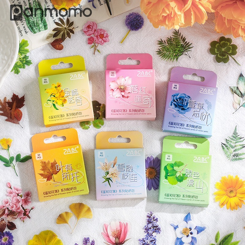 Jual Panmomo Stiker Aesthetic Bunga Flower Fall Series PET Flake ...