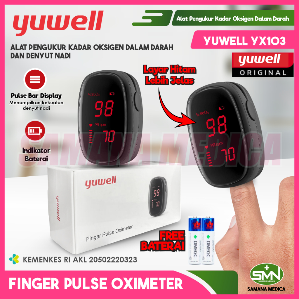 Jual YUWELL Finger Pulse Oximeter YX103 - Alat Saturasi Pengukur Kadar ...