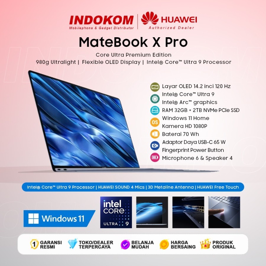Jual Huawei MateBook X Pro 2024 32GB/2TB | 980g Ultralight | Intel Core Ultra 9 Processor ...