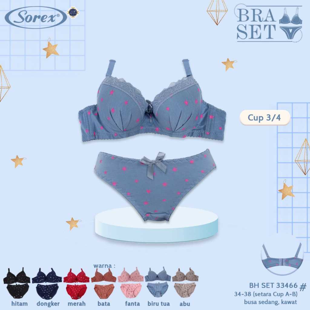 Jual Sorex Bra Set Busa Sedang Kawat Kait 3 Setara Cup A-B CD Freesize ...