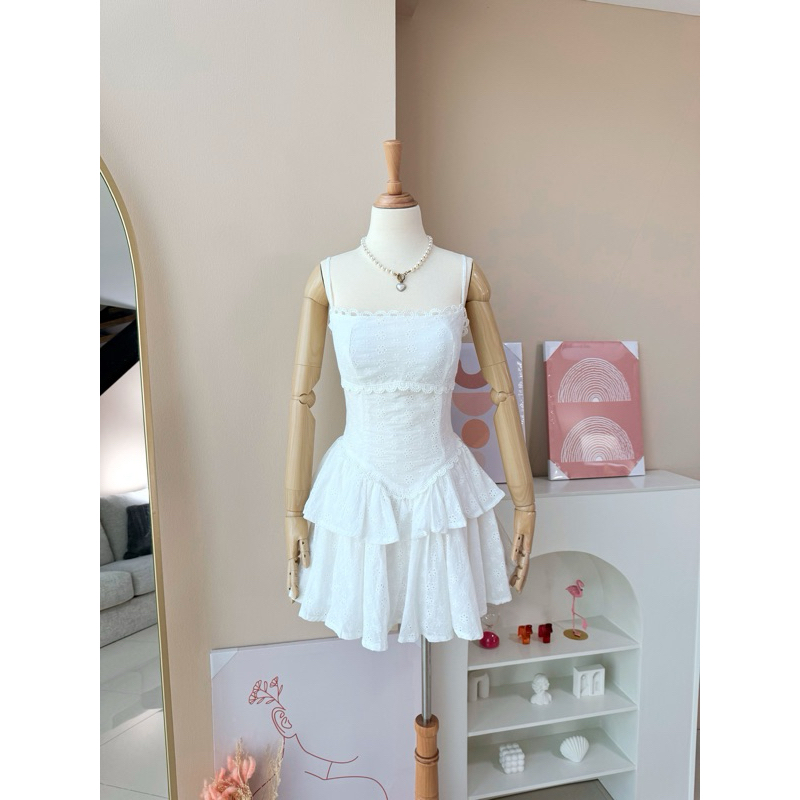 Jual Flowy Cute Feminine Mini Dress | Dress Putih Cantik | White Dress ...
