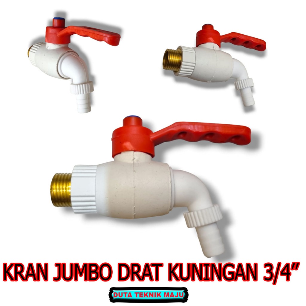 Jual Kran PVC Jumbo Drat Kuningan 3/4" inch / Kran Air Tembok Taman 3/4 ...