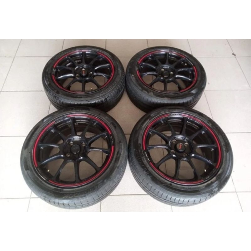 Jual Velg Mobil Bekas Rays Ring 16x7 Baut 4x100 ÷ Ban Hankook 195 50 ...