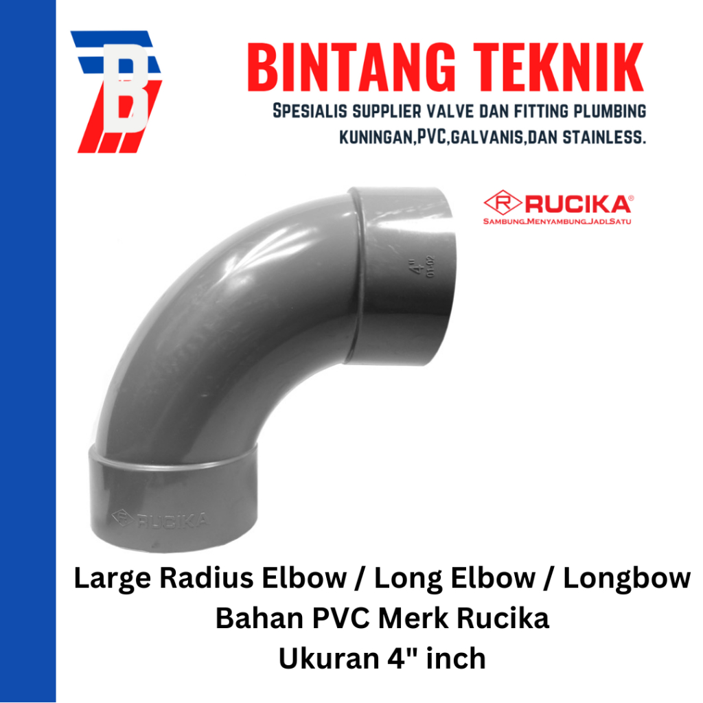 Jual Large Radius Elbow (Long Elbow) 4" inch PVC Rucika D (Tipis) | Shopee Indonesia