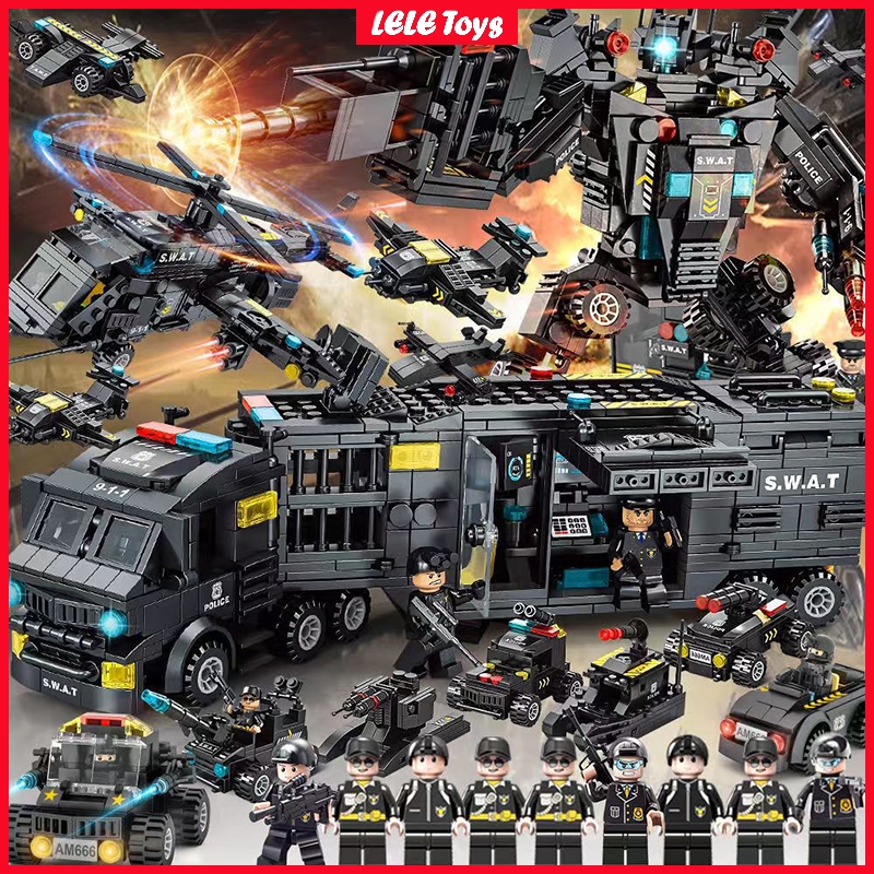 Jual Mainan Anak Balok Block Robot Polisi Brick Blok Police Vehicle 1000PCS Mainan Edukasi Anak ...