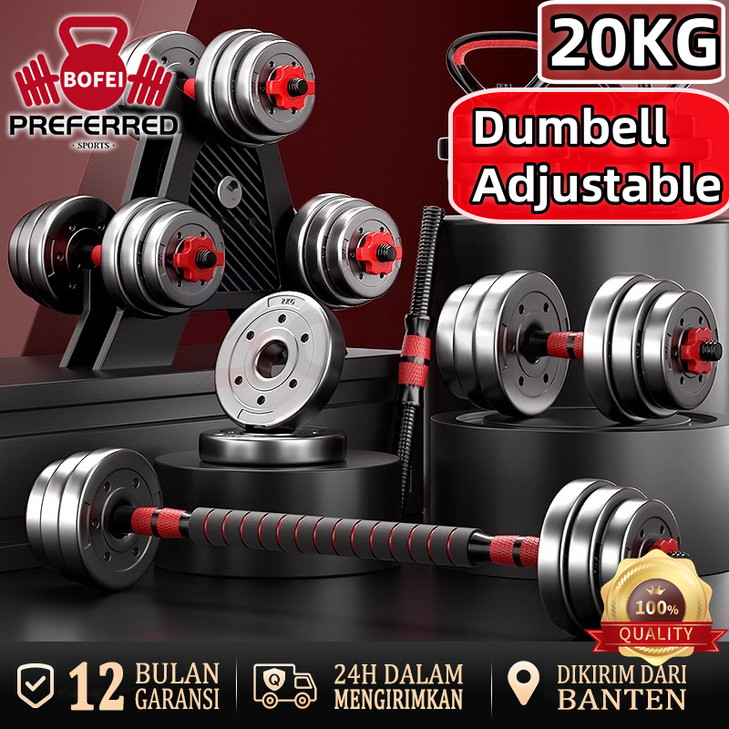 Jual Bofei Dumbbell barbel Set 20Kg PVC Peralatan Fitness Adjustable ...