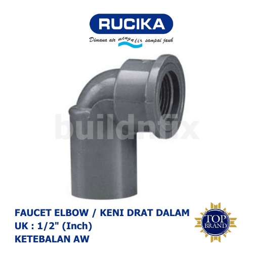 Jual RUCIKA FAUCET ELBOW / KENI DRAT DALAM PVC 90 1/2" (INCH) AW (TEBAL) | Shopee Indonesia