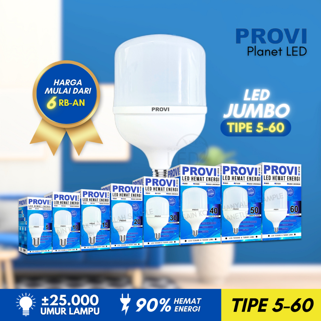 Jual LAMPU LED JUMBO TABUNG TBULB PROVI TIPE 60 LED 5 10 15 20 30 40 50 PUTIH TERANG AWET TAHAN ...
