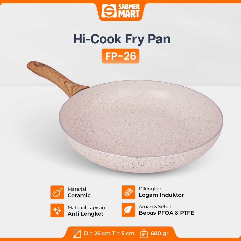 Jual Fry Pan / Panci Keramik Anti Lengket 26 cm Hi-Cook FP-26 | Shopee ...