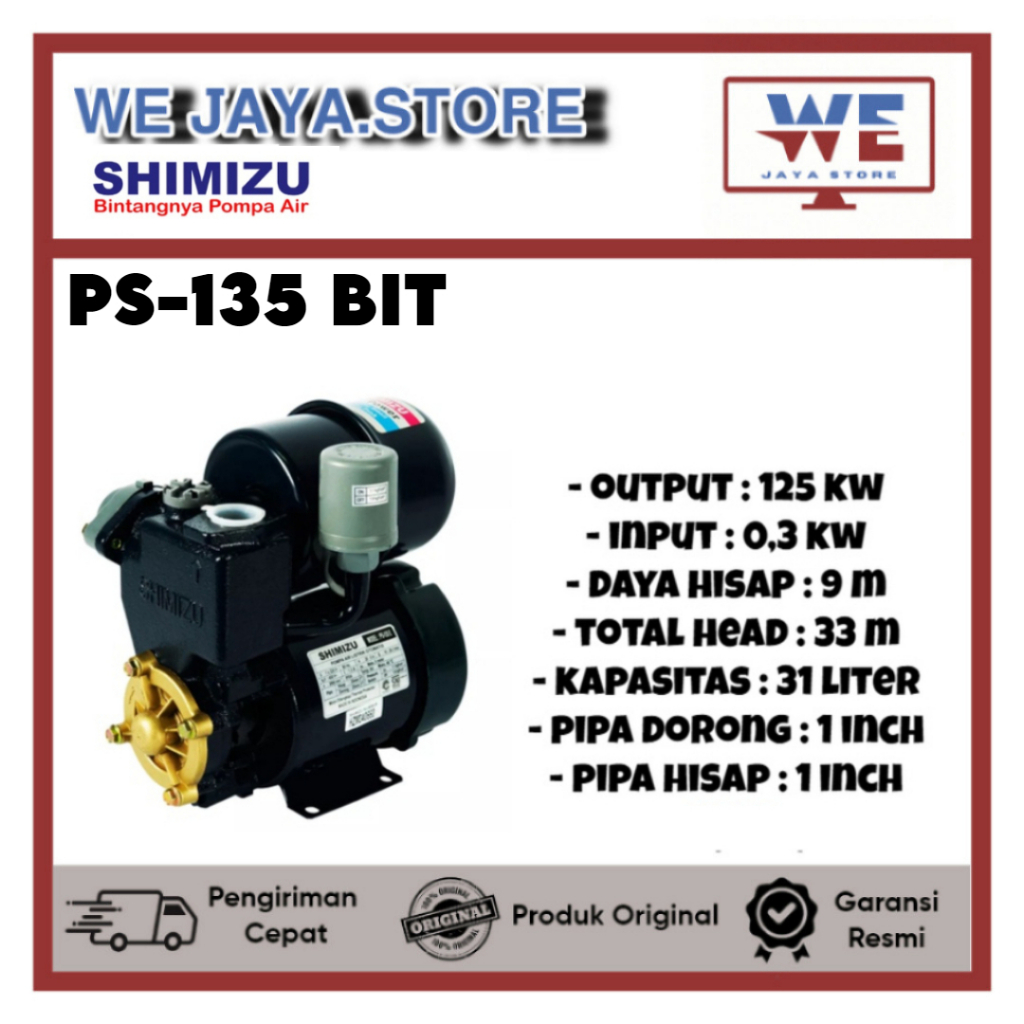 Jual Pompa Air Shimizu 135BIT Mesin Pompa Air Otomatis Sumur Dangkal ...