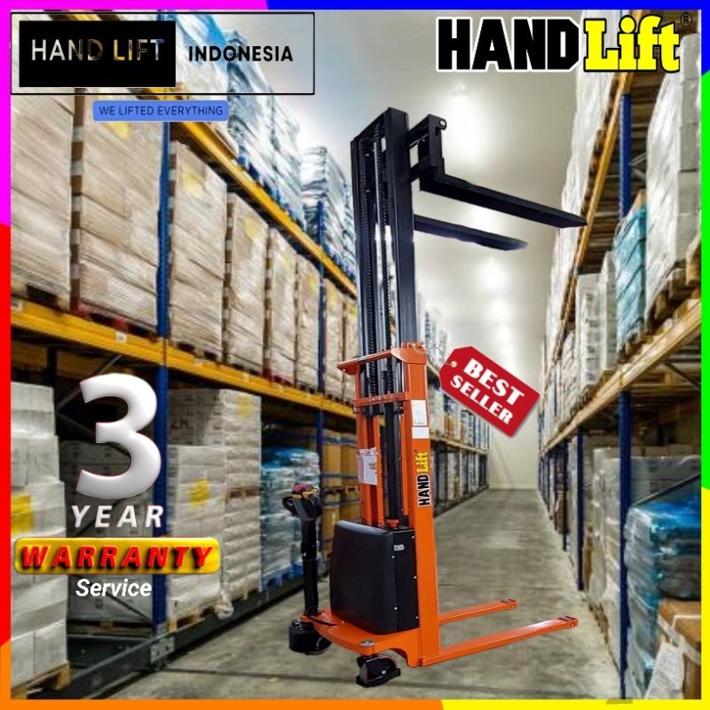 Jual mini full electric stacker 1.5ton / 3meter , hand lift elektrik ...