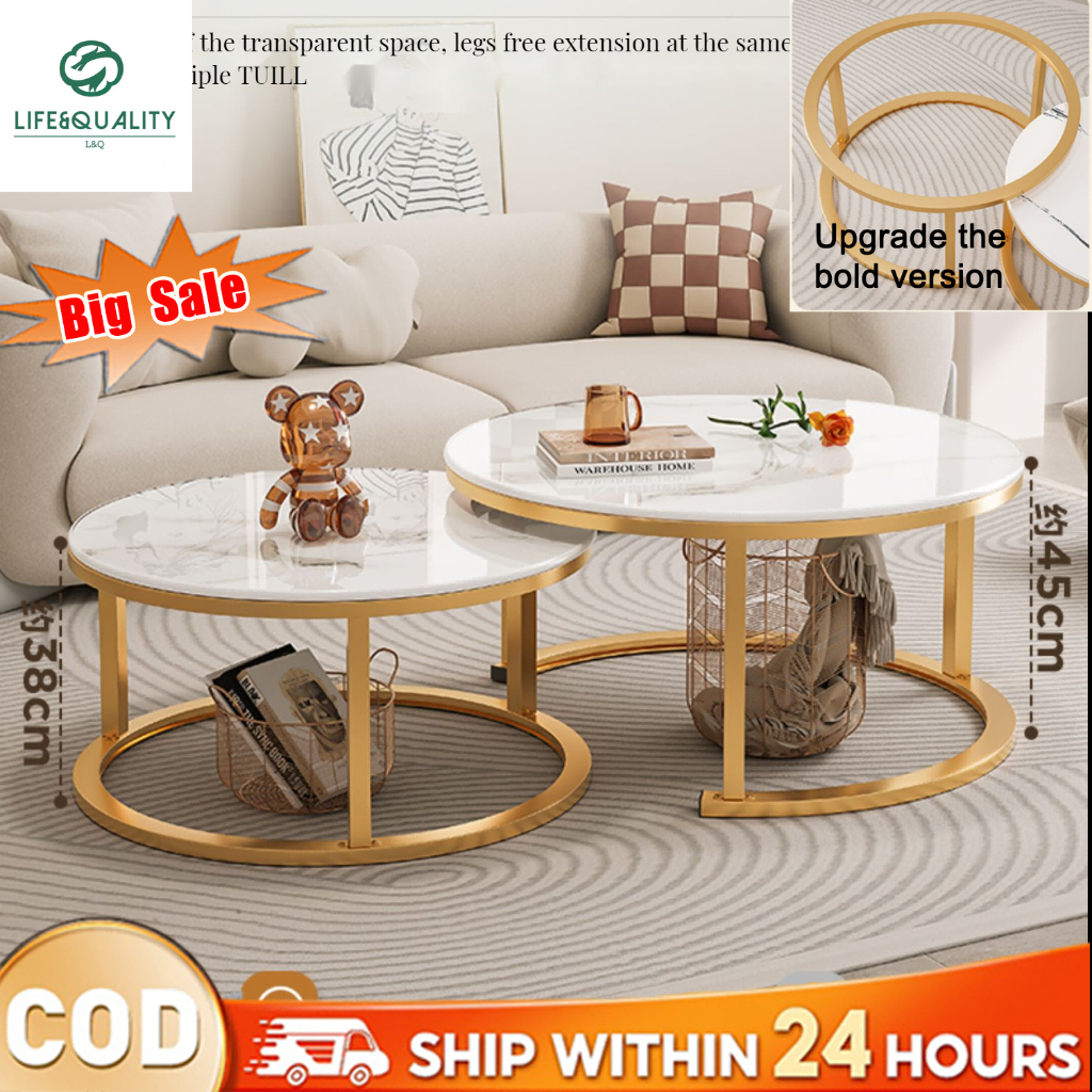 Jual L&Q Coffee table Meja teh di ruang tamu Meja teh putih dan emas ...