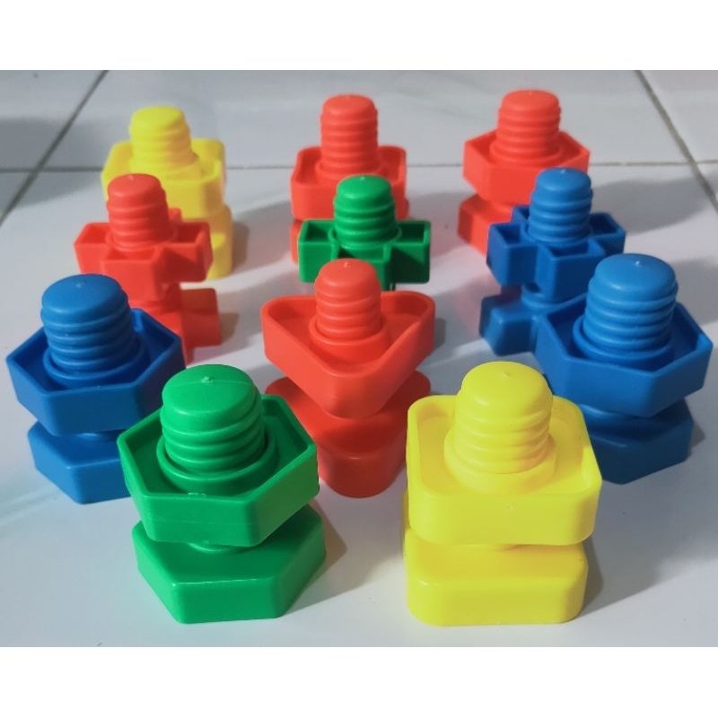 Jual 1 Pasang Mainan Mur Baut Plastik Plastic Nuts and Bolts 1 Pair ...