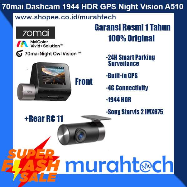 Jual 70mai Dashcam A510 GPS ADAS Smart Dashcam Camera 4G | Shopee Indonesia