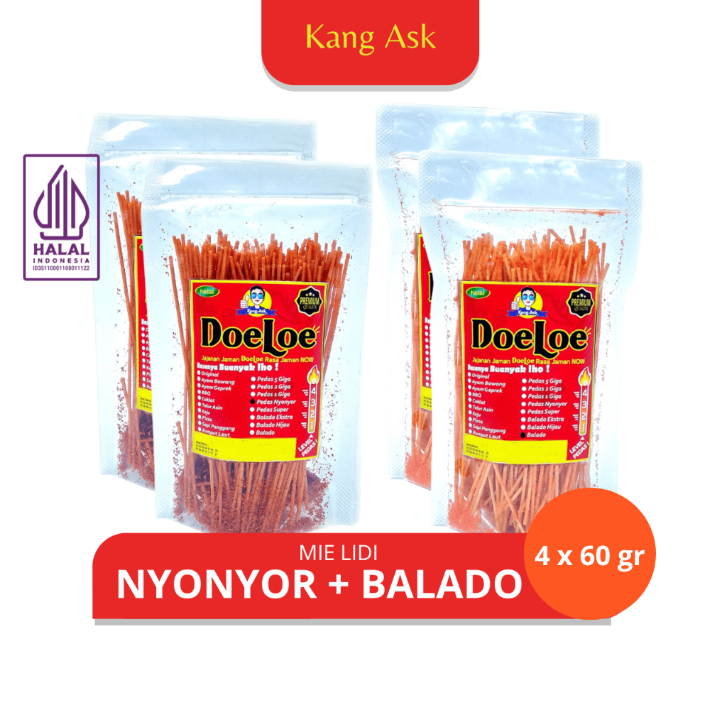 Jual (PAKET HEMAT 4) Doeloe Mie Lidi Rasa Pedas Nyonyor - 60gr x2 ...