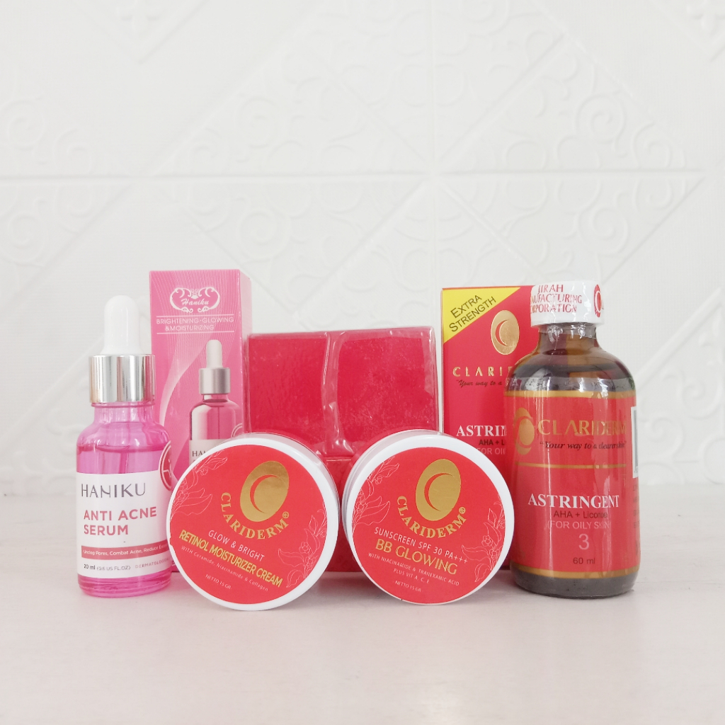 Jual Paket Glowing Clariderm 5 In 1 - Sabun Batang - Toner Oil Control ...
