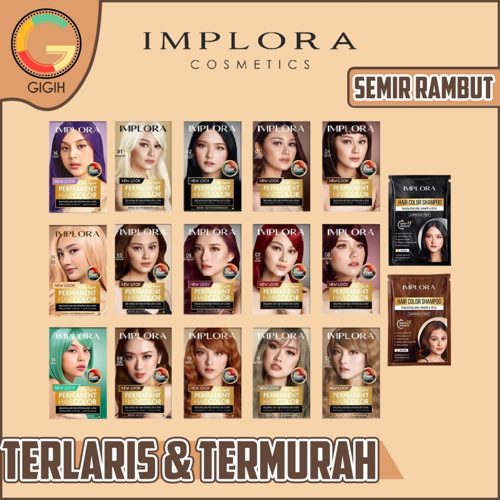 Jual IMPLORA SEMIR RAMBUT / HAR COLOR PERMANENT ( ️BPOM) / ( READY ALL ...