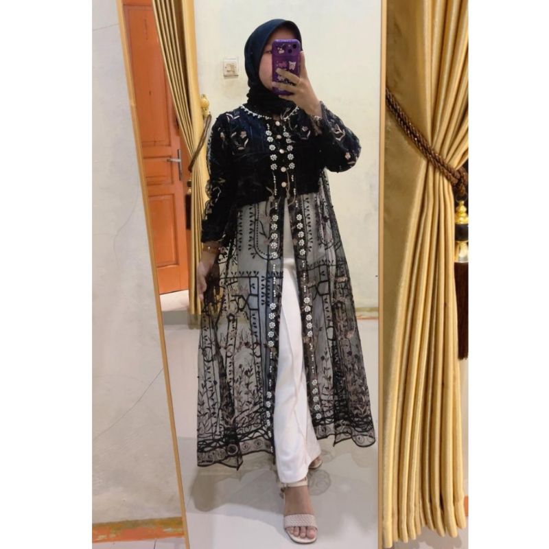 Jual Sesya Outer Tunik Tille Motif Etnik Mewah |Outer Kondangan | Outer ...