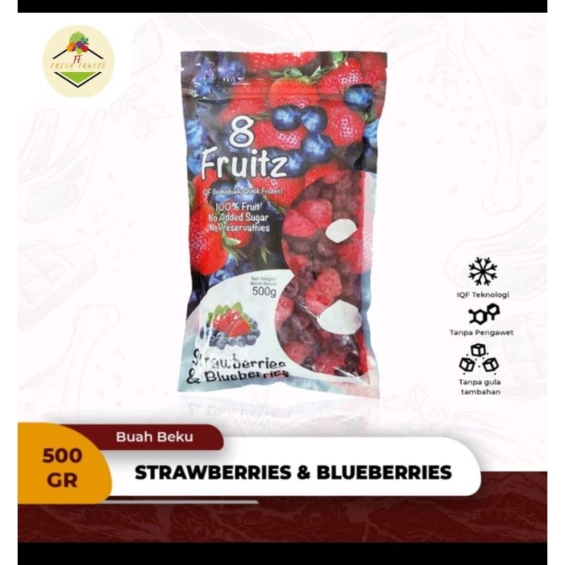 Jual 8 Fruitz IQF Strawberry dan Blueberry Frozen | Shopee Indonesia
