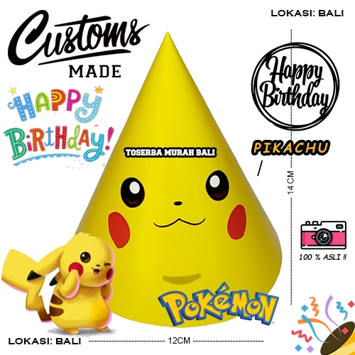 Jual TOPI ULTAH CUSTOM POKEMON TYPE A ISI 25PC | Shopee Indonesia