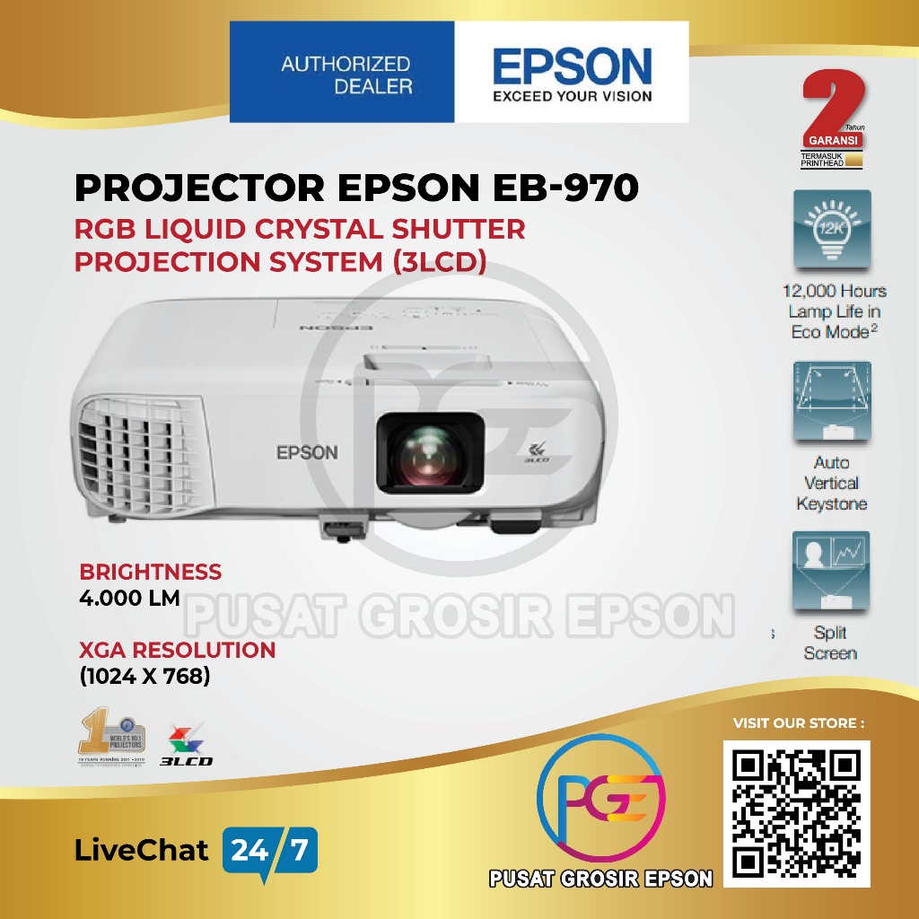 Jual Epson Projector EB 970 EB970 EB-970 GARANSI RESMI | Shopee Indonesia
