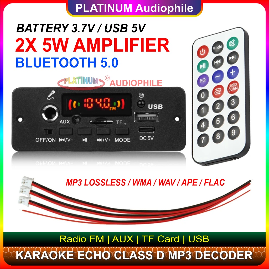 Jual Modul Mp3 Bluetooth Amplifier Class D 2X 5W Karaoke Microphone ...