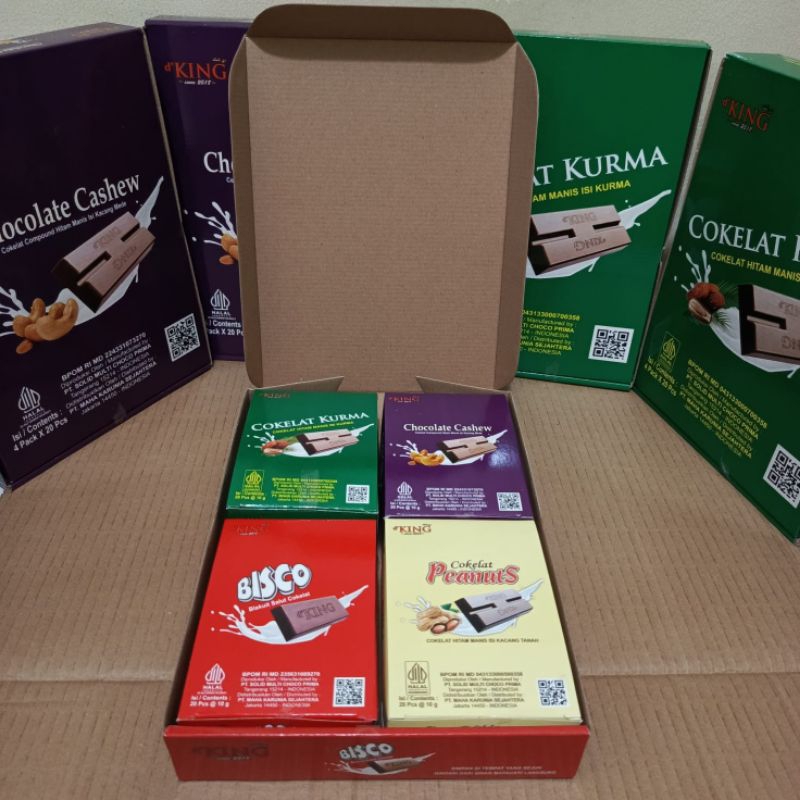 Jual Chocolate Cashew/Bisco/Kurma/Peanuts Coklat d'KING 1 dus mix ...