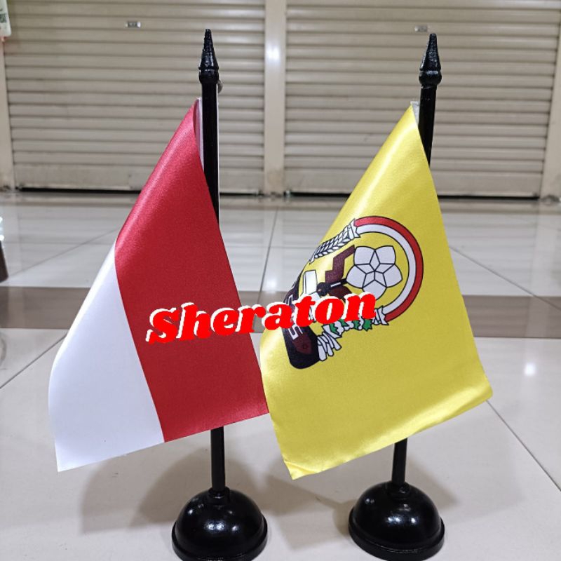 Jual tiang kayu meja+bendera sekolah bendera OSIS SMP dasar kuning ...