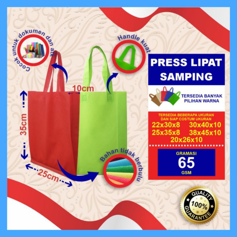 Jual GOODIE BAG TAS SPUNBOND POLOS/TAS BELANJA/PARSEL LEBARAN BAHAN ...