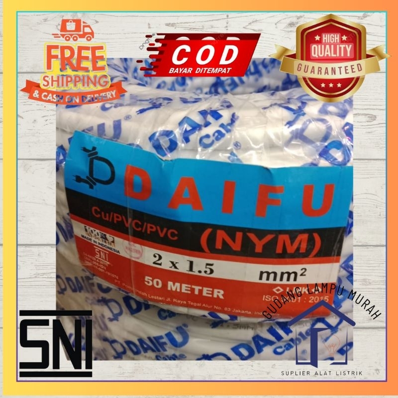 Jual Kabel Listrik NYM 2x1.5mm DAIFU 50M Full SNI LMK Standar PLN ...