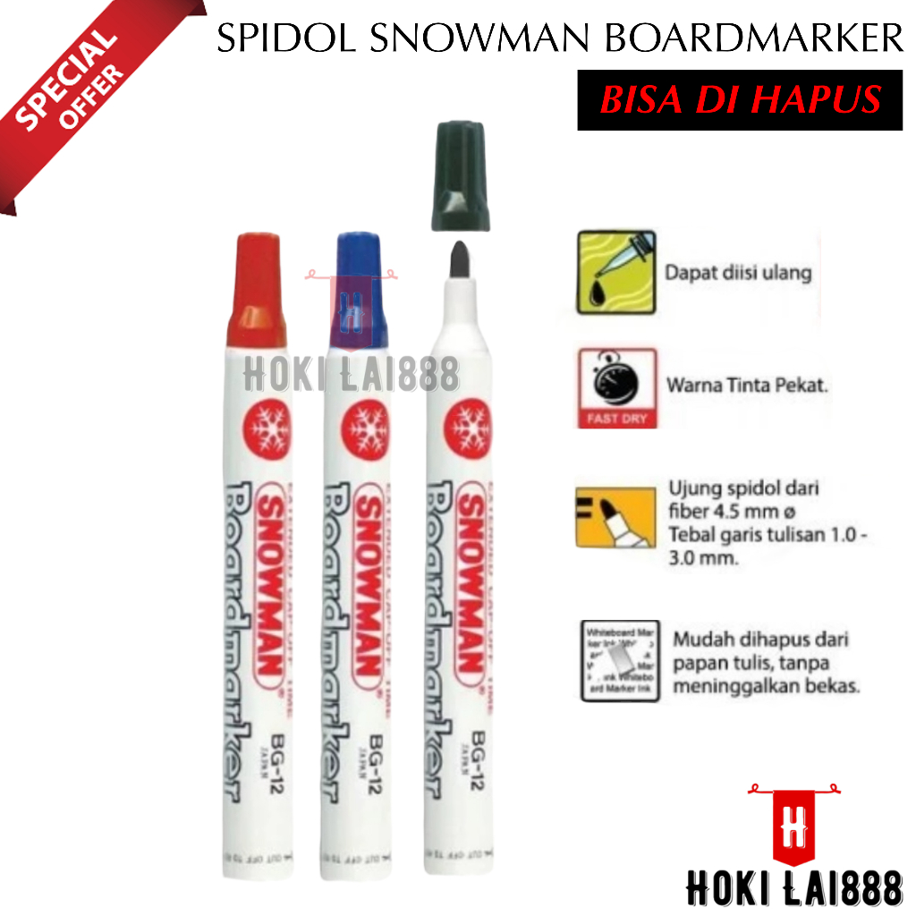 Jual [HKL] ATK003 SPIDOL WHITEBOARD SNOWMAN BG-12 / SPIDOL PAPAN TULIS ...