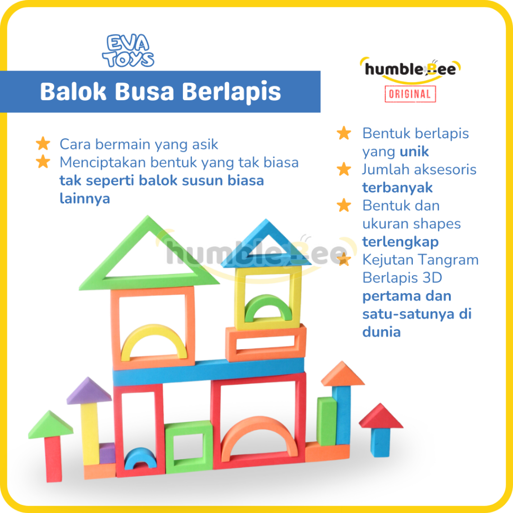 Jual BALOK BUSA BERLAPIS | Mainan Edukasi Balok Susun EVA | Building ...